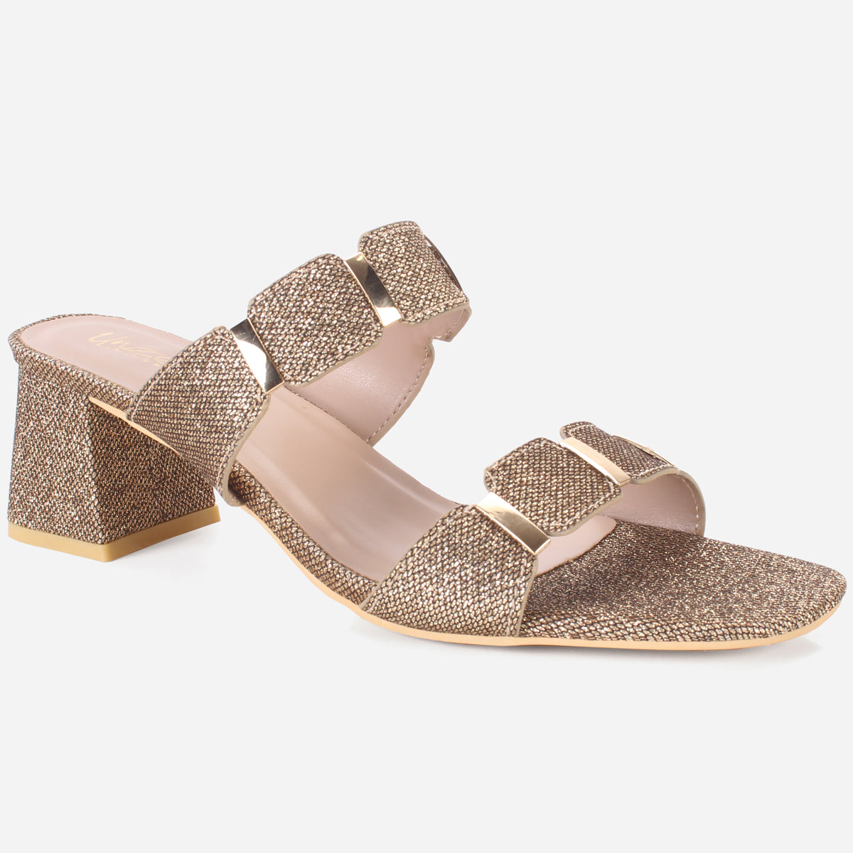 Womens "NATALIA" Fancy Block Heel Slide In Sandals – Unze London