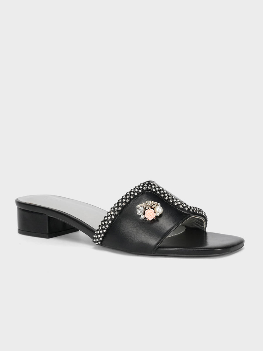 Womens "REYNA" Block Heel Summer Slippers – Unze London