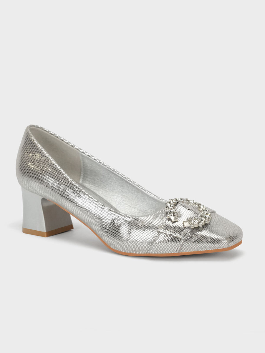 Women's "ONNIKA" Block Heel Fancy Courts--L40650 – Unze London