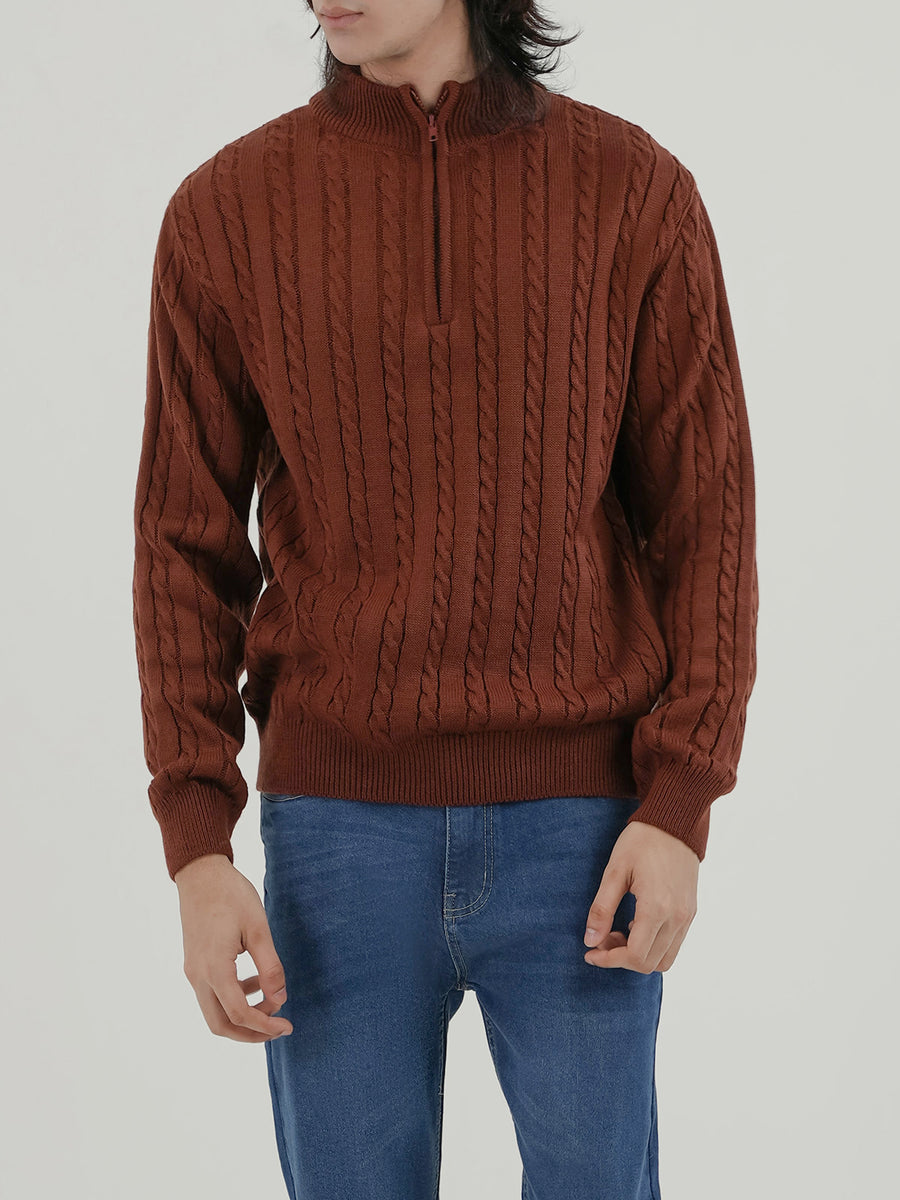 "ALSTON" Regular Fit Textured Acrylic Sweater – Unze London
