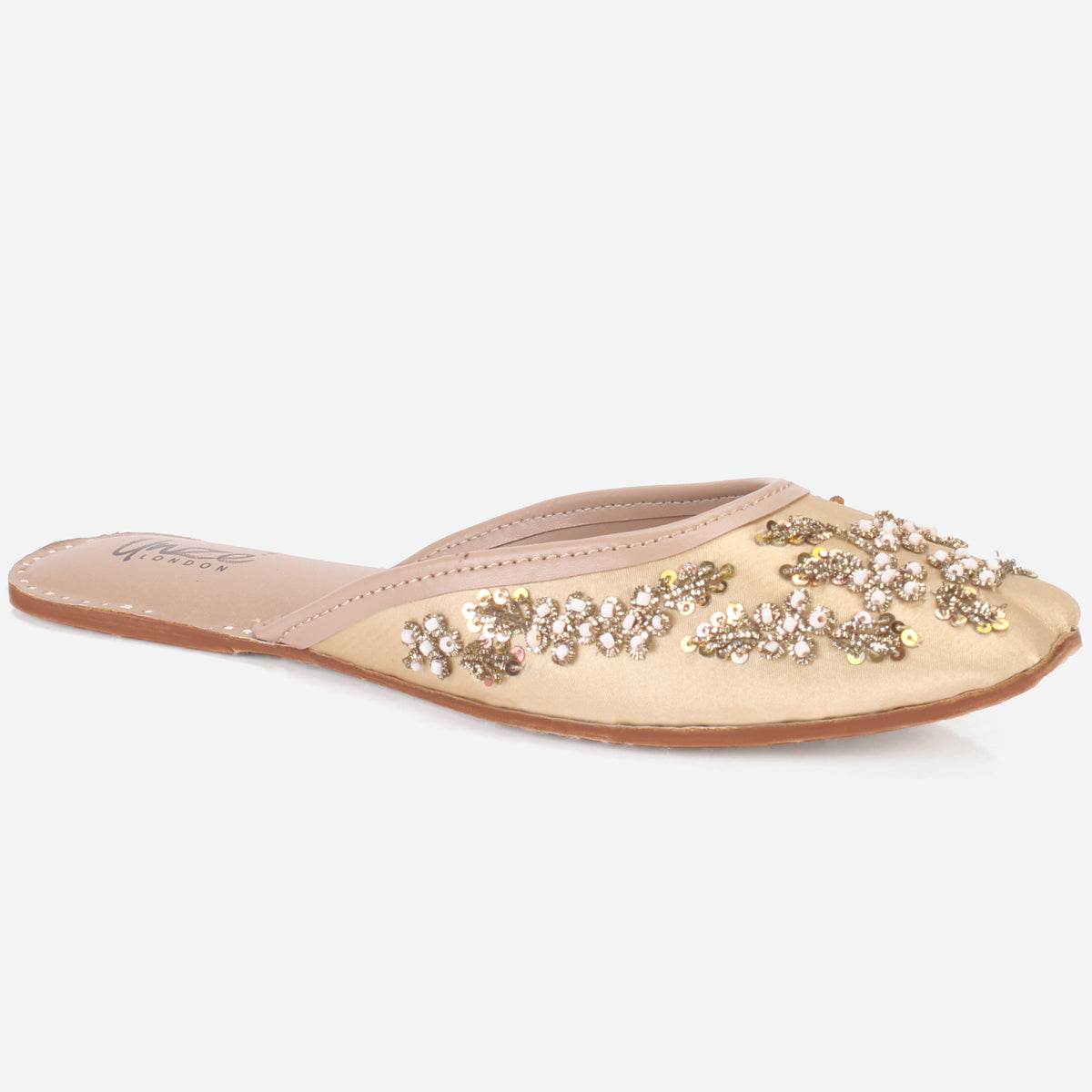 Womens "ELIZ" Handmade Leather Flat Open Back Pumps – Unze London