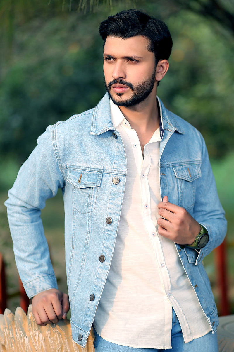 Men's "JUAX" Cotton Denim Combat Jacket Outerwear – Unze London